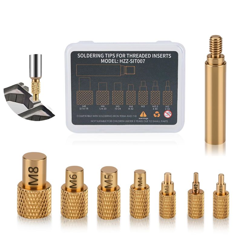 Heat-Set Insert Tips Soldering Iron Tips M2 M2.5 M3 M4 M5 M6 M8 1/4 ...