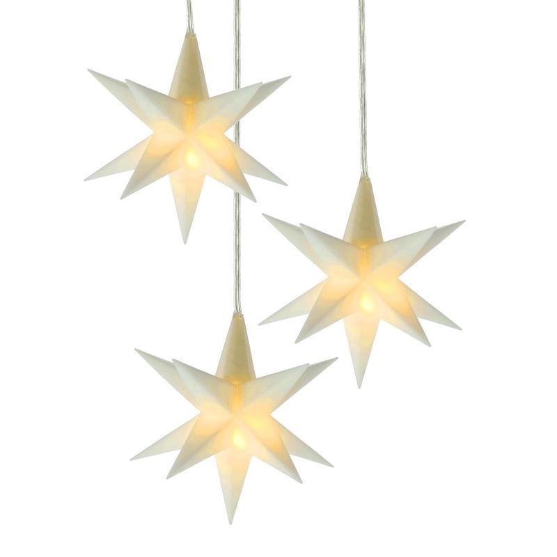 3D Christmas Star 12 cm Set of 3 Warm White – White – LED Window ...
