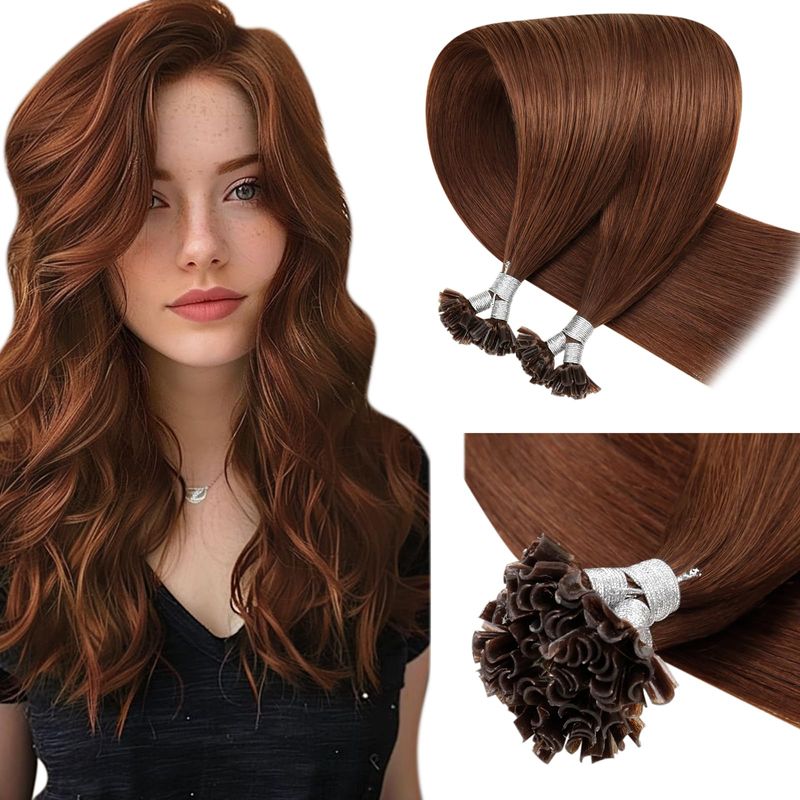 LaaVoo Bonding Extensions, Real Hair, Red Real Hair Extensions with ...
