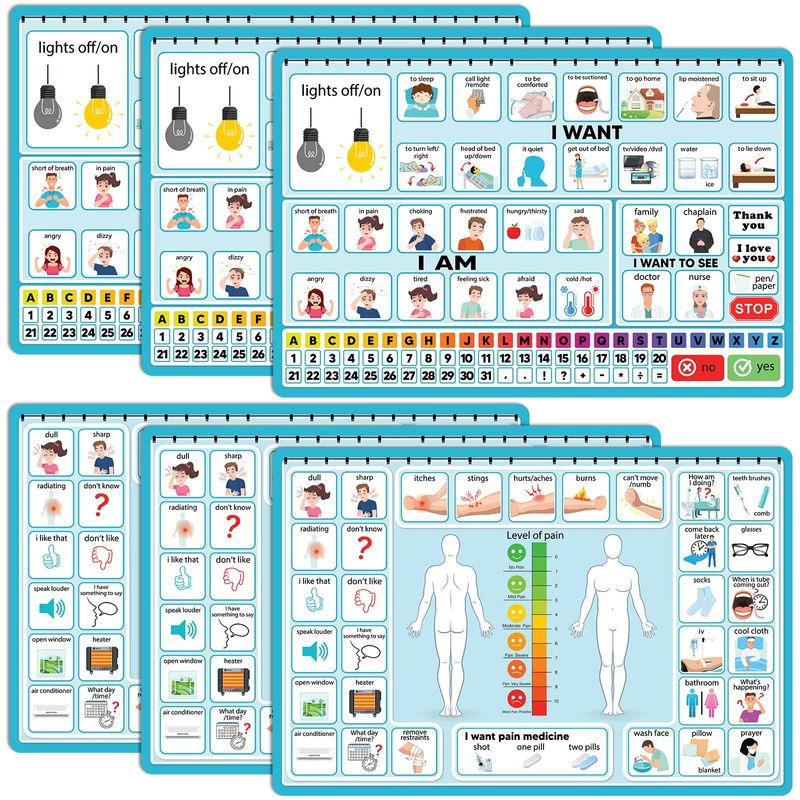 6 Pcs Communication Board for Nonverbal Adults Aphasia Colorful Picture ...