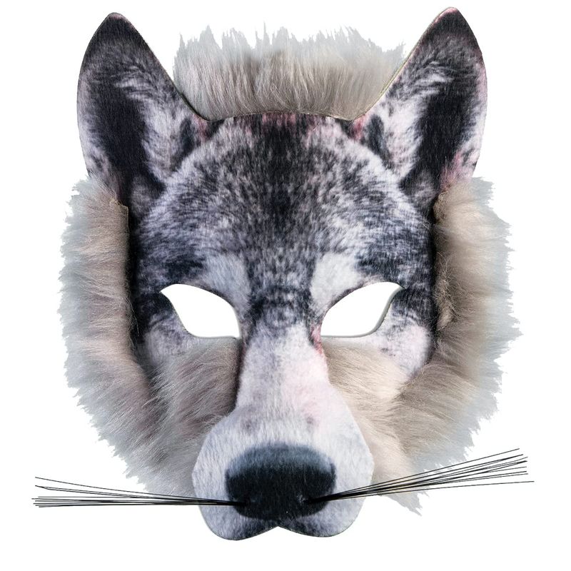 Forum Novelties X78180 Wolf Realistic Fur Face Mask, Grey, One Size ...