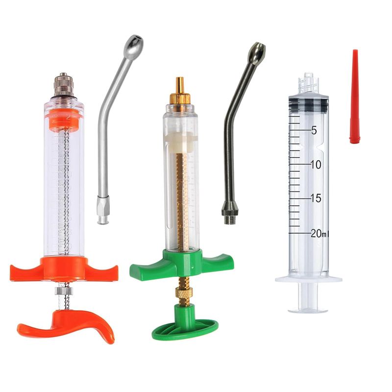 3 Sets Livestock Drench Syringe Gun with 3 Drench Nozzle, Adjustable ...