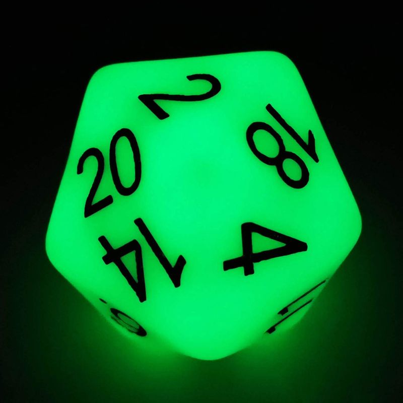 Bescon Jumbo Glowing D20 38MM, Big Size 20 Sides Dice Jade Glow In Dark, Big 20 Faces Cube 1.5 ...