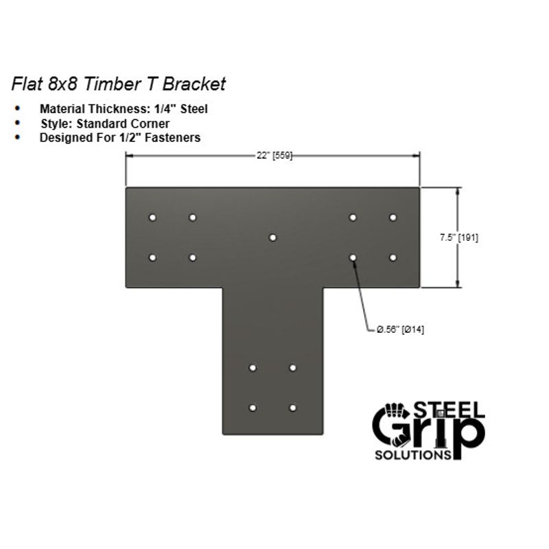 8x8, T Bracket ,Timber Truss Framing Bracket – Heavy-Duty, 1/4" Thick ...