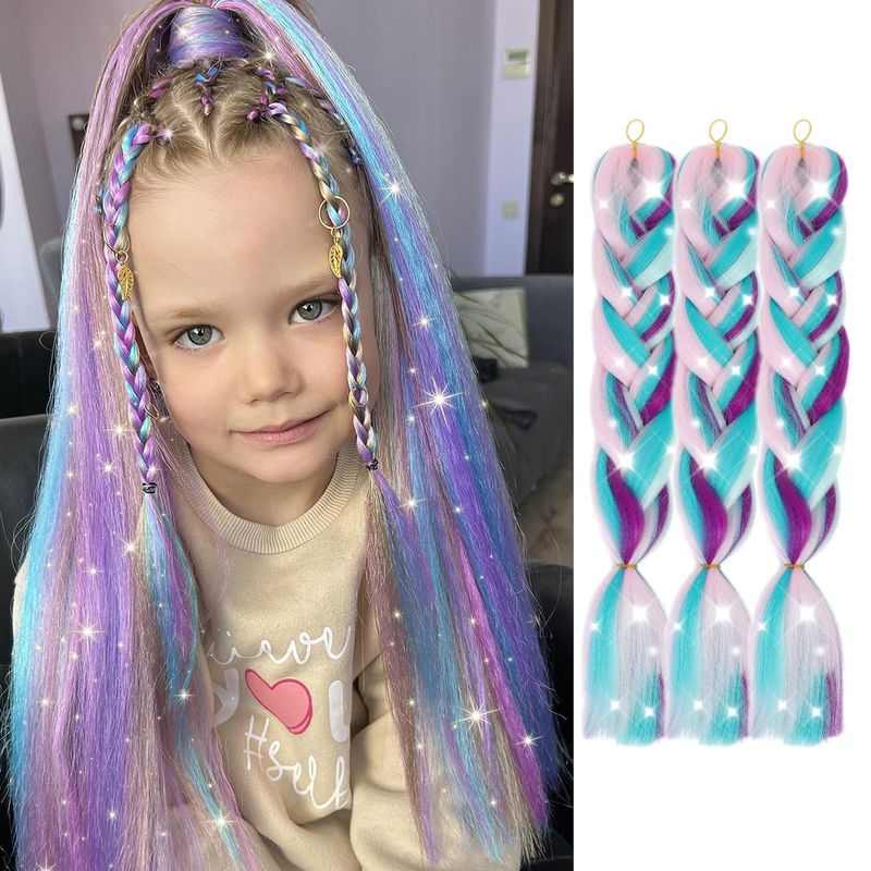 FANCEE Jumbo Braiding Hair Extensions with Tinsels Crochet Twist Braids ...