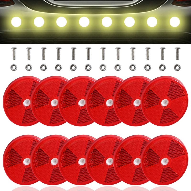 Abnaok 12 Pack Front Reflector Round Reflector for Driveway Fence Gate ...