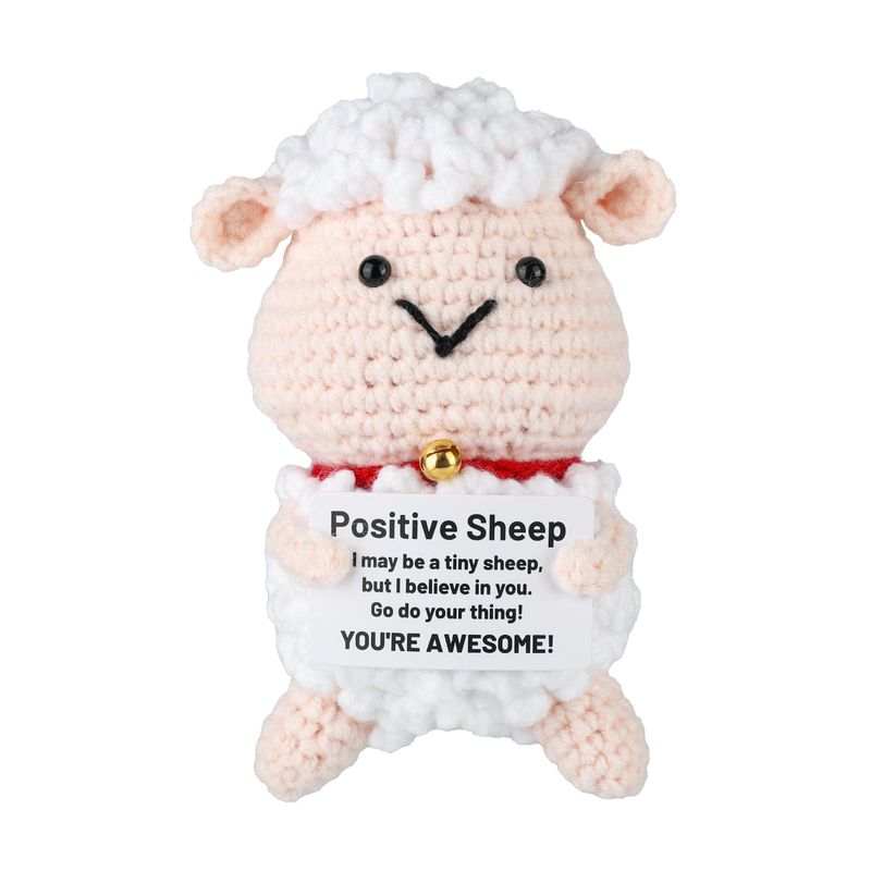 TOYMIS Positive Sheep, Mini Crochet Lamb Toy, Inspirational Support ...