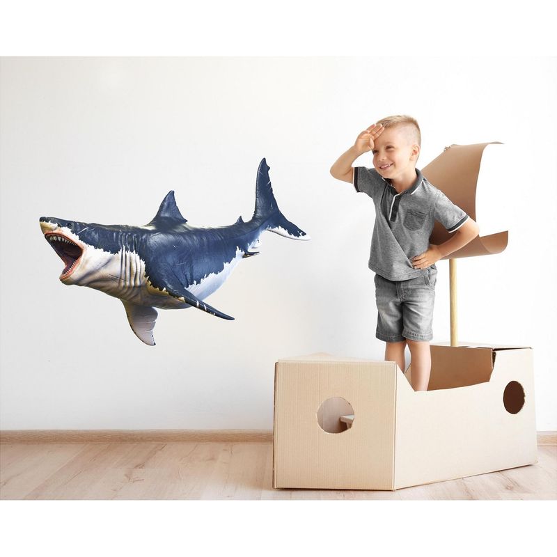 36" Megalodon #2 Shark Wall Decal Sticker Ocean Under The Sea Kids Room ...