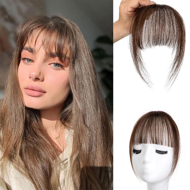 Bangs Hair Clip in Bangs 100% Real Human Hair Extensions Wispy Bangs ...
