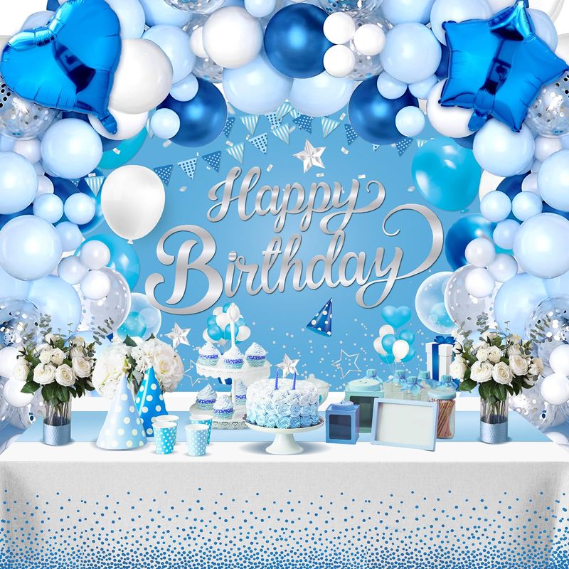 Light Blue Birthday Party Decorations Light Blue Birthday Backdrop ...