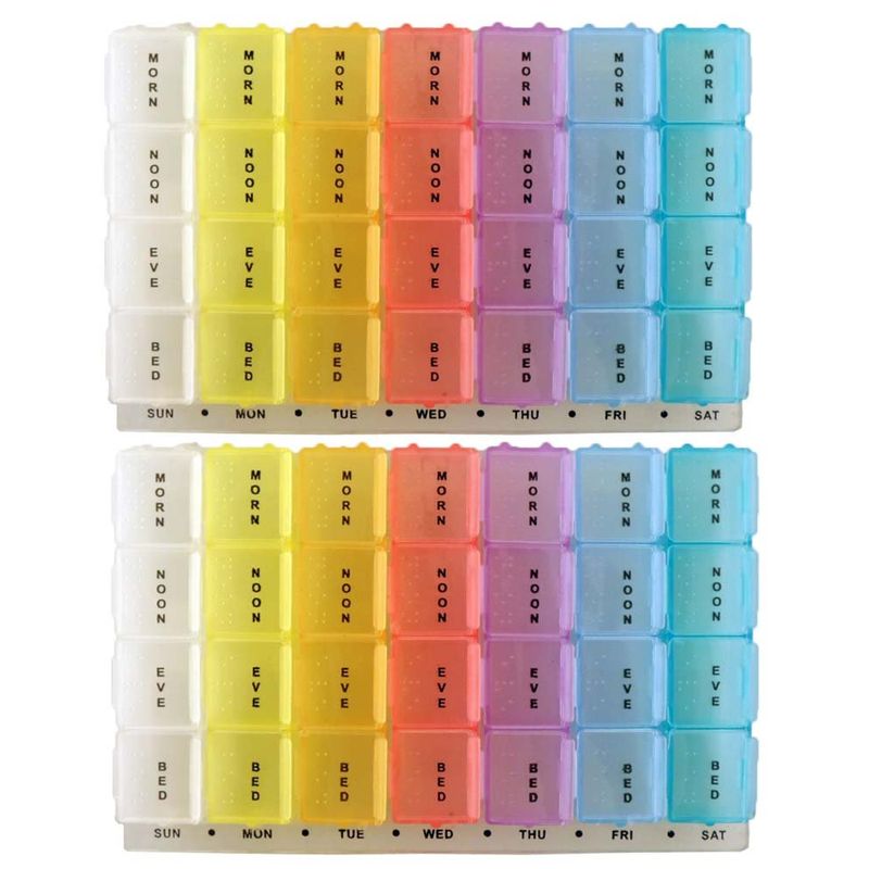 BIN Buddy (2 Pack) 7-Day Mediplanner | Rainbow Color Pill Box Organizer ...