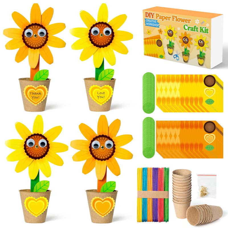 WATINC Appreciation Sunflower Paper Craft Kits - 24 Packs Make Your ...