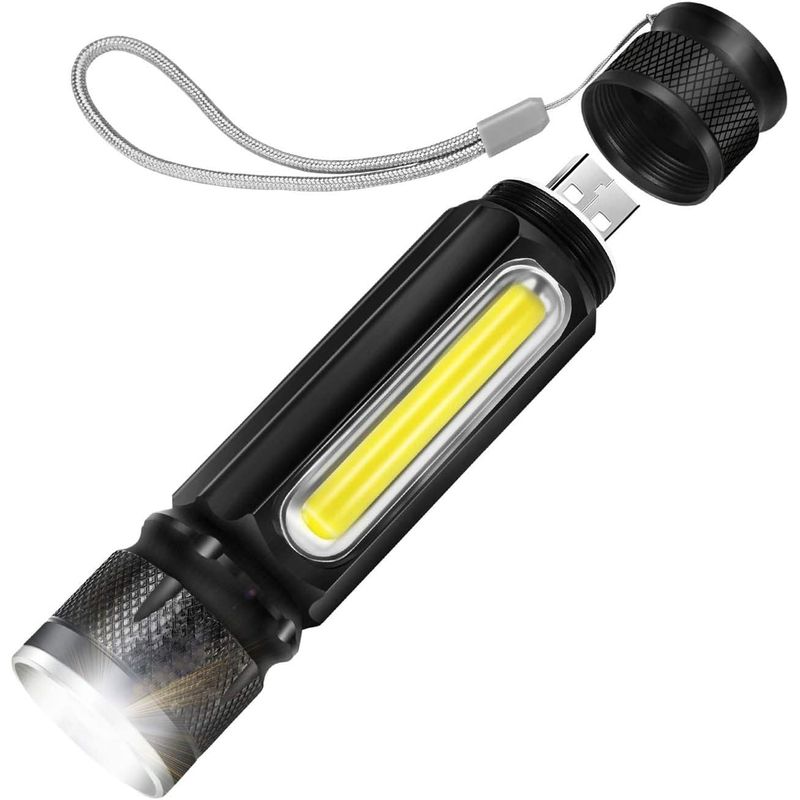 Anfurt Flashlight, LED Light, Rechargeable with Zoom, COB Light, Hand ...
