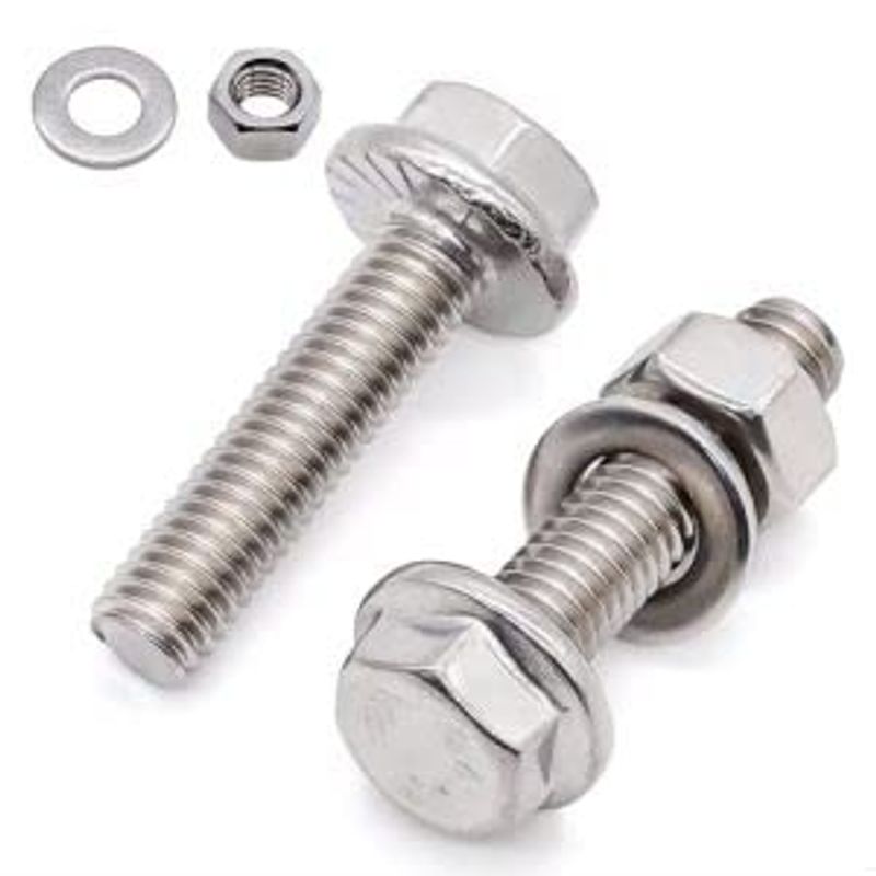 (15 Sets) M6-10 x 20mm Flanged Hex Bolt with Hex Nut and Flat Washers ...