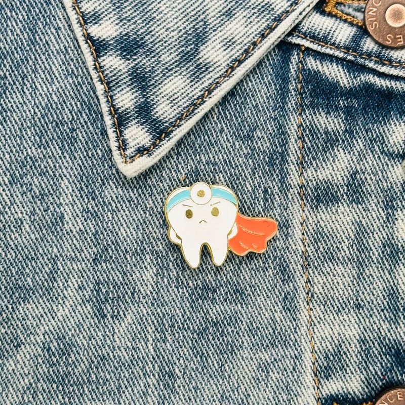 Superhero Dentist Tooth Enamel Pin Broch Badge Tooth Dental Health ...