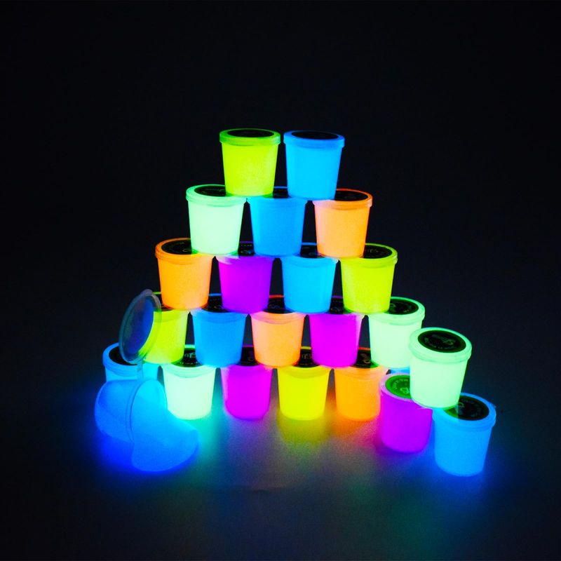 24 Pack Glow in The Dark Slime, with Pink, Blue, Light Blue, Orange and ...