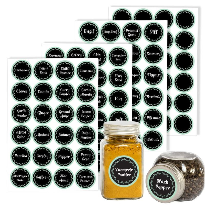 Pack of 96 Black Kitchen Labels for Containers (30 mm) Waterproof Spice ...