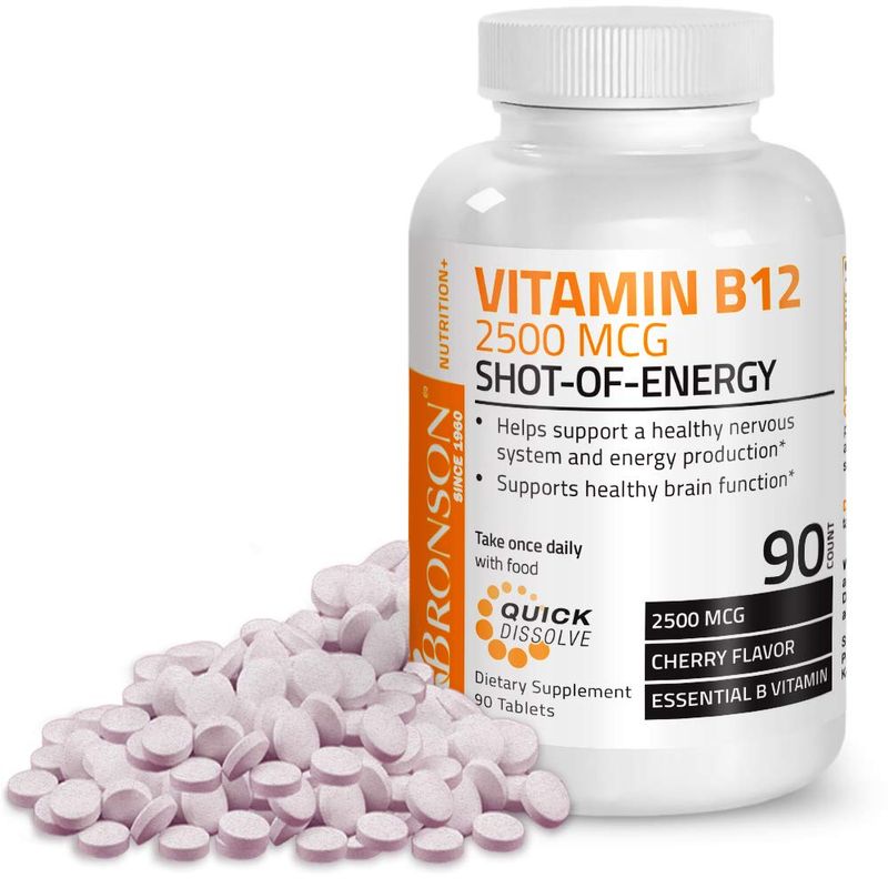 Vitamin B12 2500mcg Shot of Energy Fast Dissolve Chewable Tablets ...