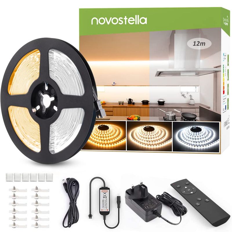 NOVOSTELLA 12M LED White Strip Lights, Dimmable 40ft 1344 LEDs, Tunable ...