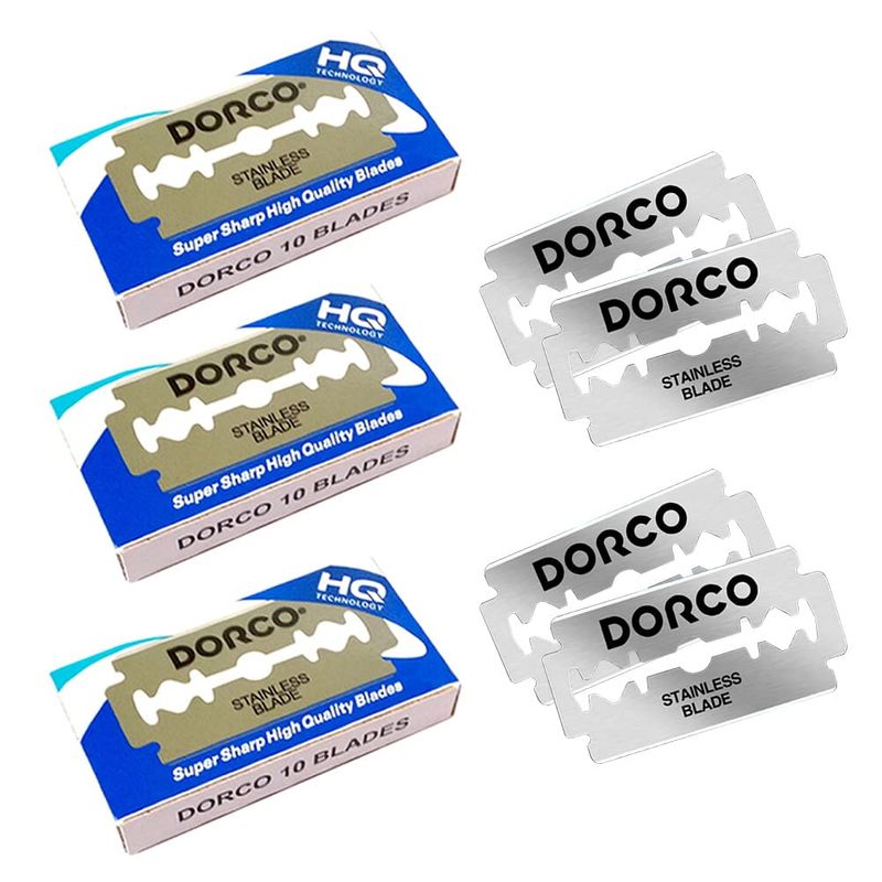 Dorco ST300 Double Edged Replacement Blades, 30 Piece Set, 60 Blades ...