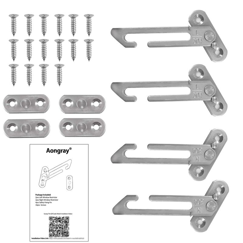 2 Pairs Window Restrictors Locks,Aongray Window Restrictor Hook Window ...