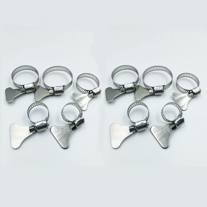 YiYFiT Jubilee Clips,10Pcs Hose Clips with Thumbscrew Adjustable 304 ...