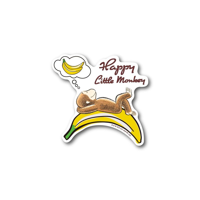 Curious George Die Cut Sticker Picture Book Fantasy Banana Universal Goods Illustration ...