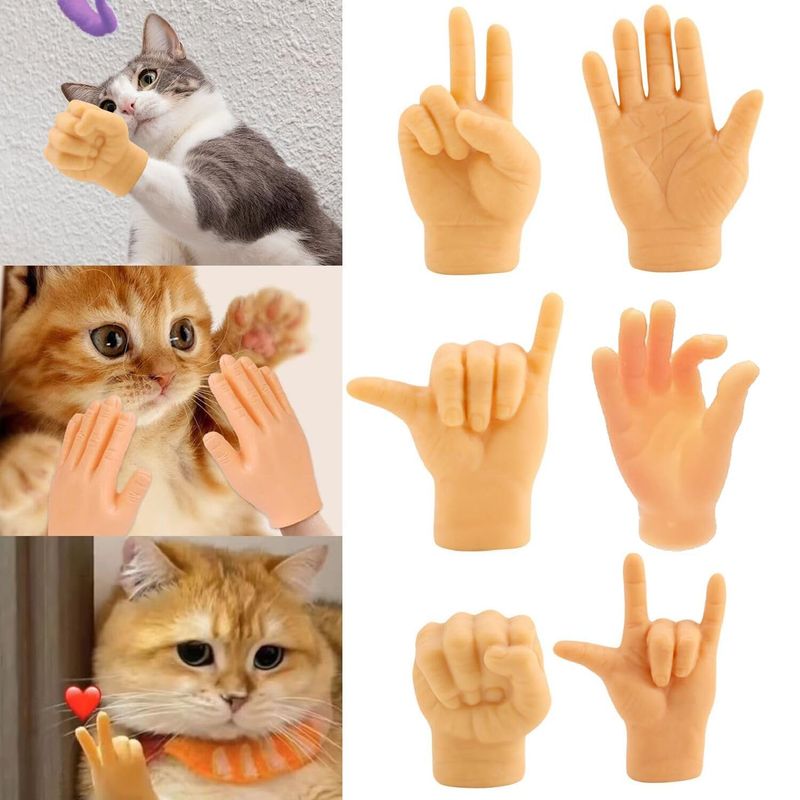 6PCS Mini Hands for Cats, zxbaers Tiny Finger Hands, Finger Puppet for ...