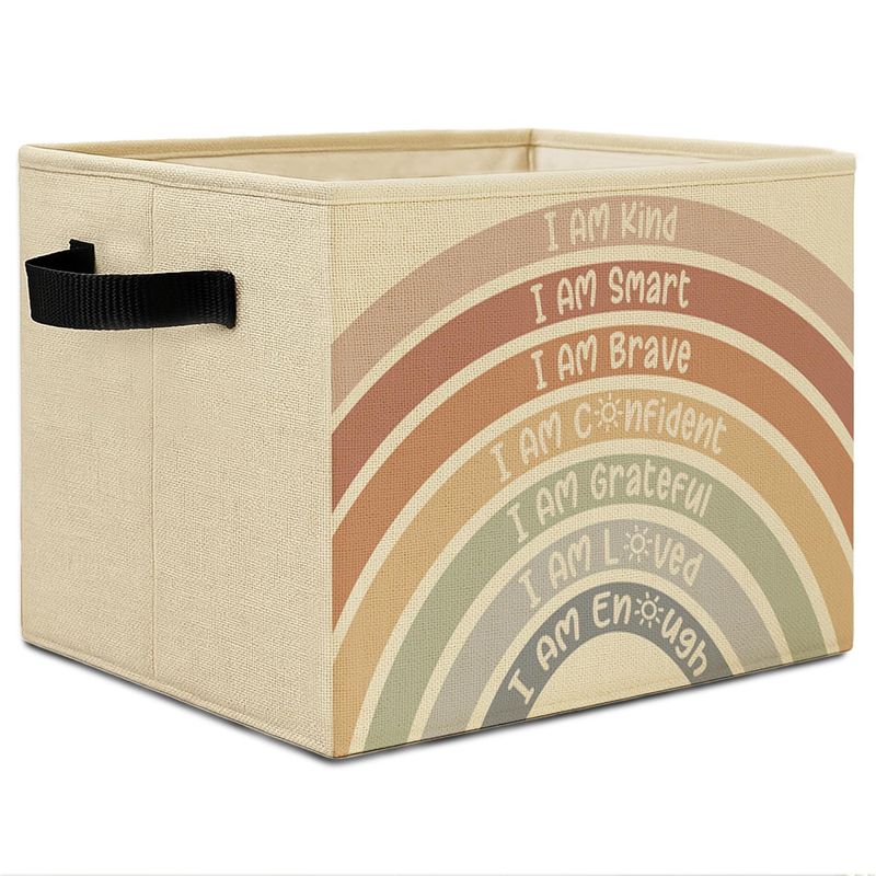Elefeltclave Boho Rainbow Nursery Storage Bins,I Am Kind Positive ...