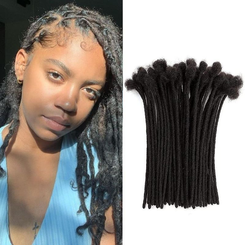 6 Inch Loc Extensions Human Hair 0.6 cm Width 40 Strands Dreadlock ...