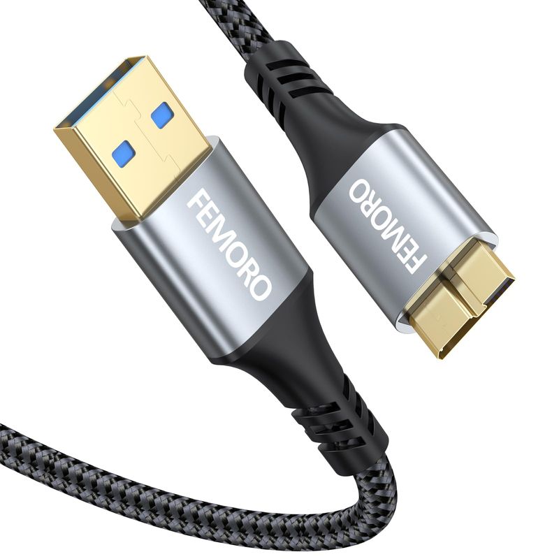 FEMORO External Hard Drive Cable 3Ft, USB 3.0 A to Micro B Cord ...