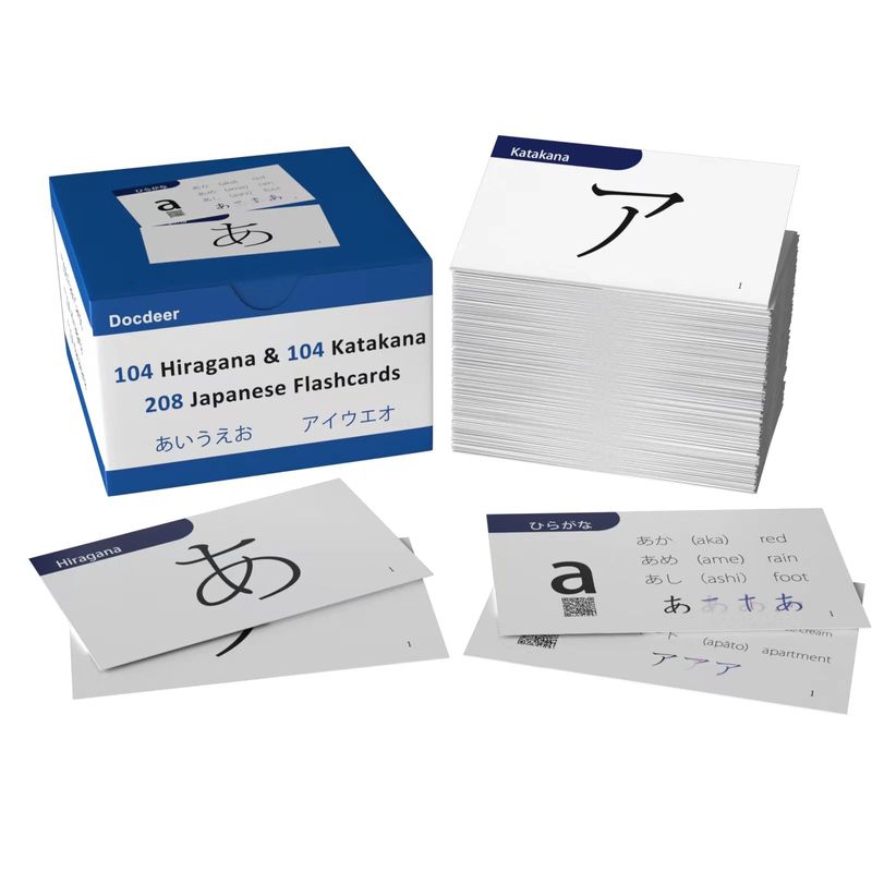 208 Japanese Hiragana and Katakana Flash Cards Japanese Syllabary Alphabet Flashcards - Online ...