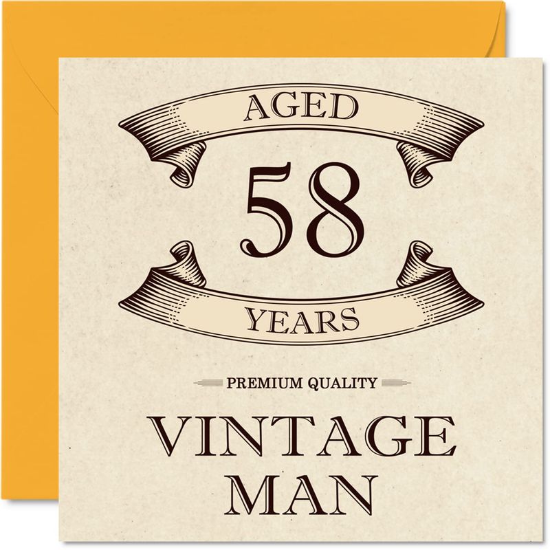 Vintage 58th Birthday Cards for Men - Aged 58 Years - Fun Birthday Card ...