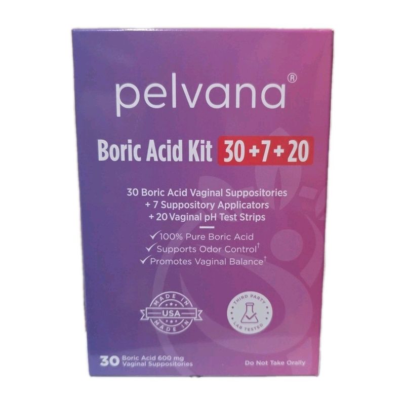 Pelvana Boric Acid Kit - Vaginal Suppositories, 30 Count + 7 Applicator ...