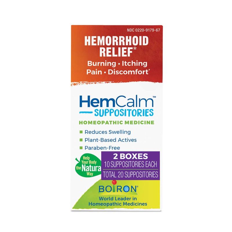 Boiron HemCalm Suppositories for Hemorrhoid Relief of Pain, Itching ...
