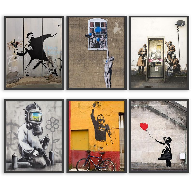 Banksy Wall Art Prints Canvas Pictures Graffiti Street Wall Art Posters ...