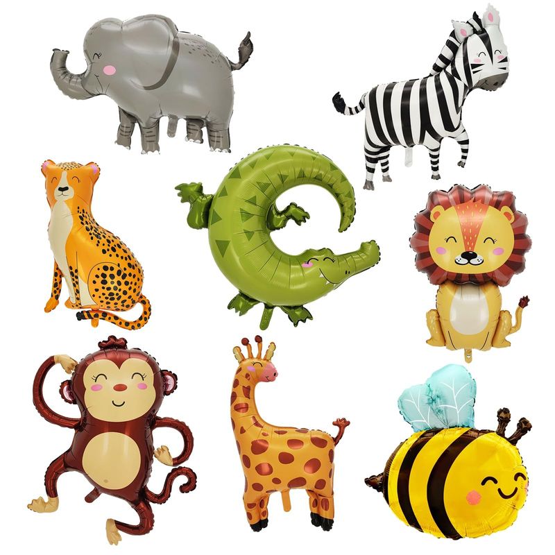 8 Pcs 3D Colorful Zoo Jungle Safari Animal Balloons, Aluminium Foil for ...