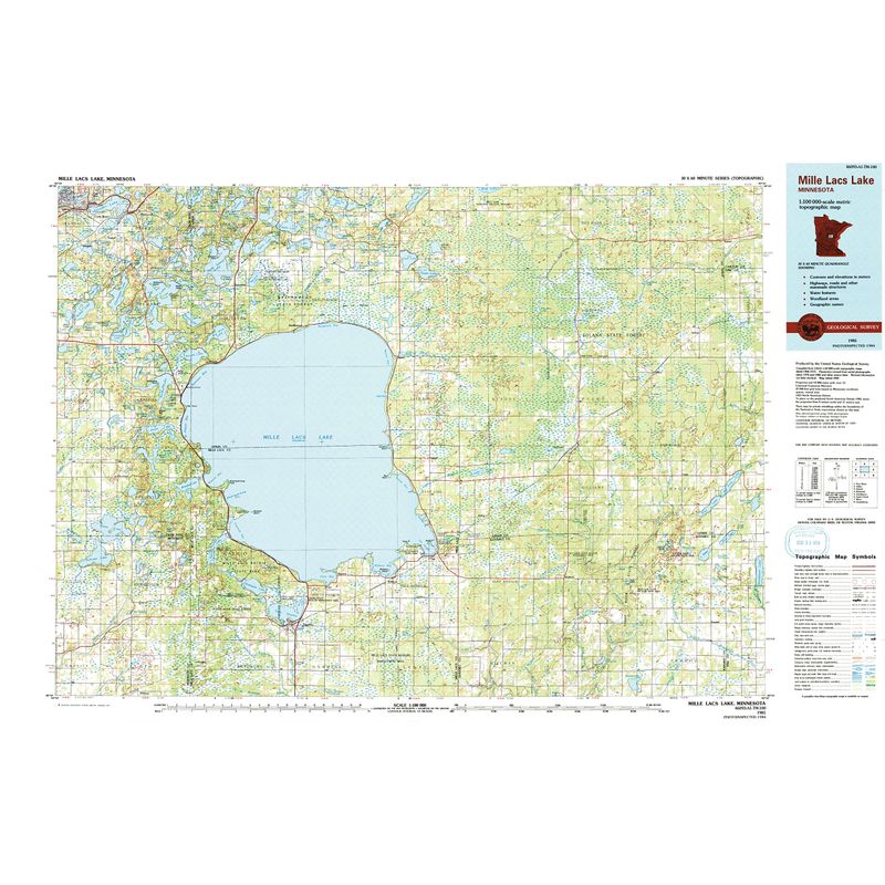 YellowMaps Mille Lacs Lake MN topo map, 1:100000 Scale, 30 X 60 Minute ...