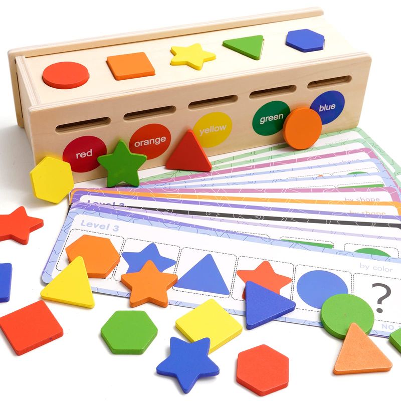 Wooden Color Shape Sorting Toy, Wooden Montessori Toy Shape Sorter ...