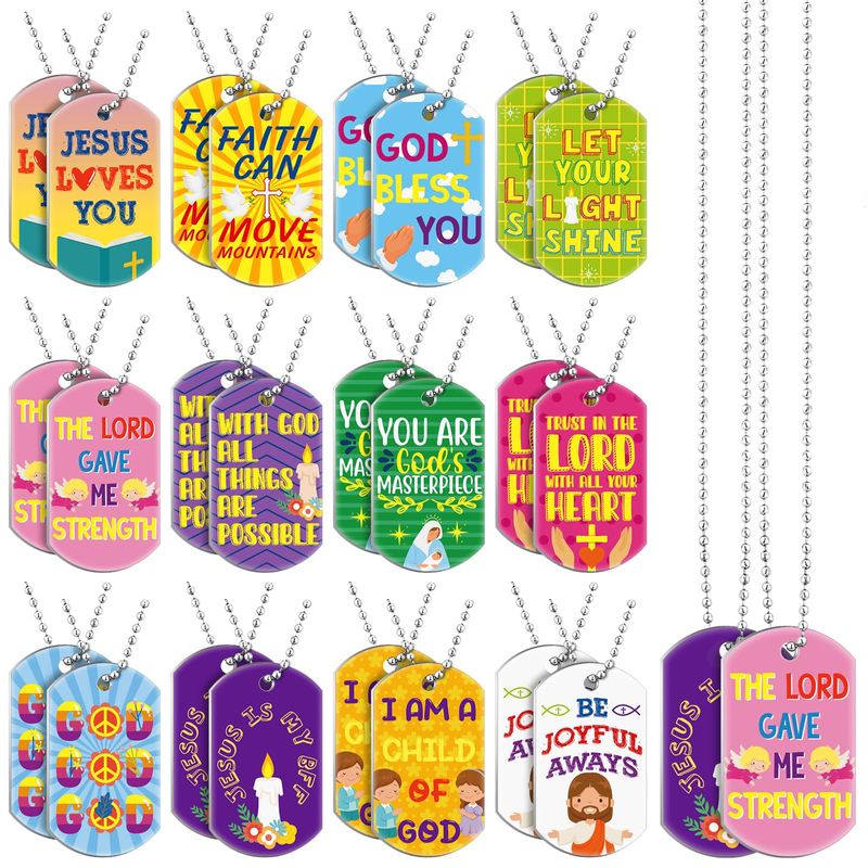 Aliceset 24 Pcs Bible Verses Religious Christian Dog Tag Necklace ...