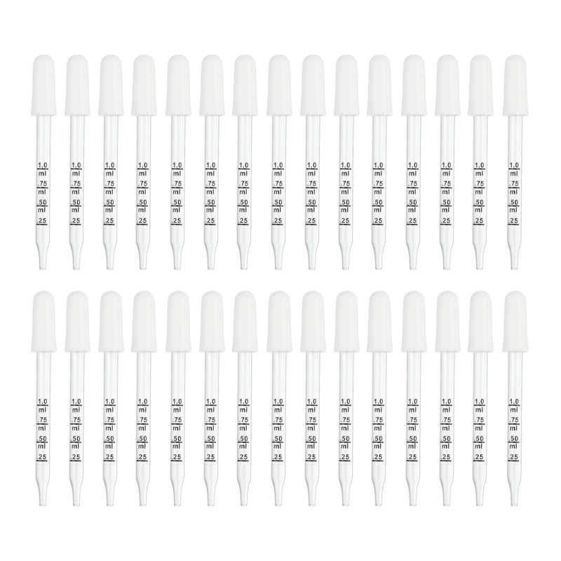 PATIKIL Eye Dropper, 30Pcs 1ml Glass Graduated Straight Tip Pipette ...