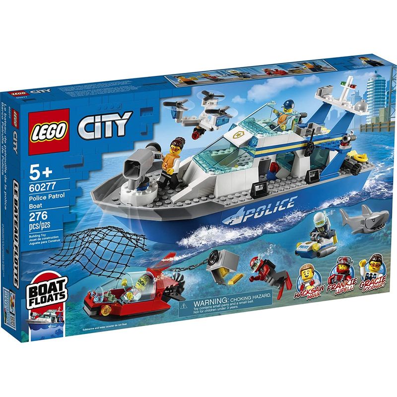 LEGO City Police Patrol Boat 60277 Building Kit; Cool Police Toy for ...