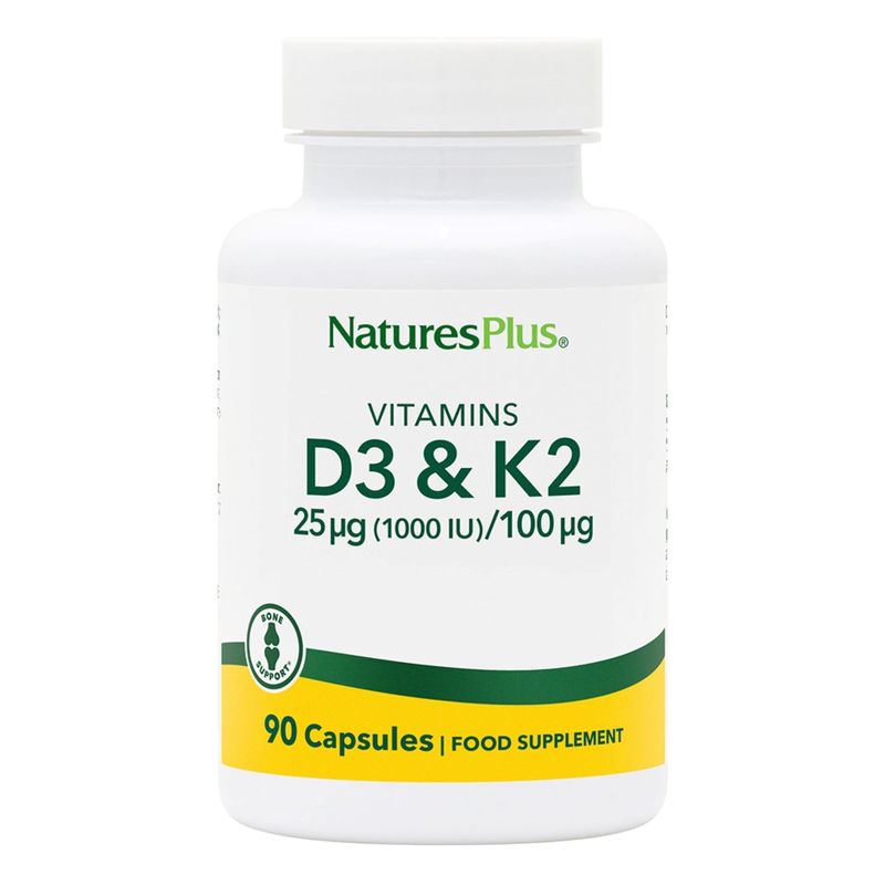 NaturesPlus Vitamin D3 Vitamin K2-1000 IU Vitamin D Supplement with 100 ...