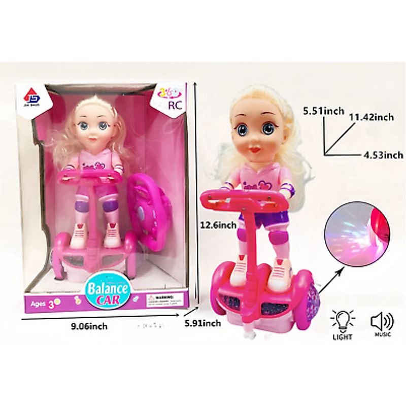 Doll Set with Remote Control Toy Electric Scooter for Kids with LED ...