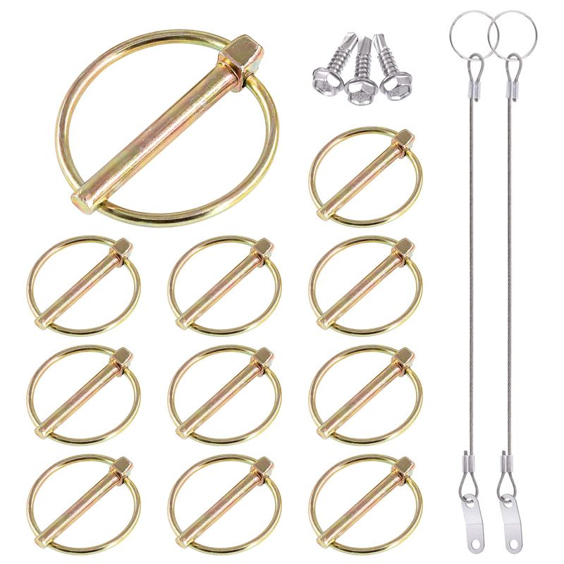 Glarks 15Pcs 1/4" x 1-3/4" Lynch Pin with Lanyard Cable Set 10Pcs Lynch ...