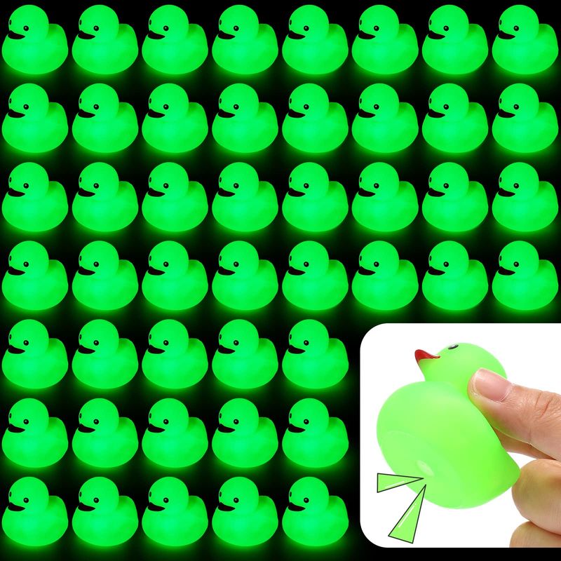 Tradder 50 Pcs 2 Inch Glow in the Dark Rubber Ducks St. Patrick's Day ...