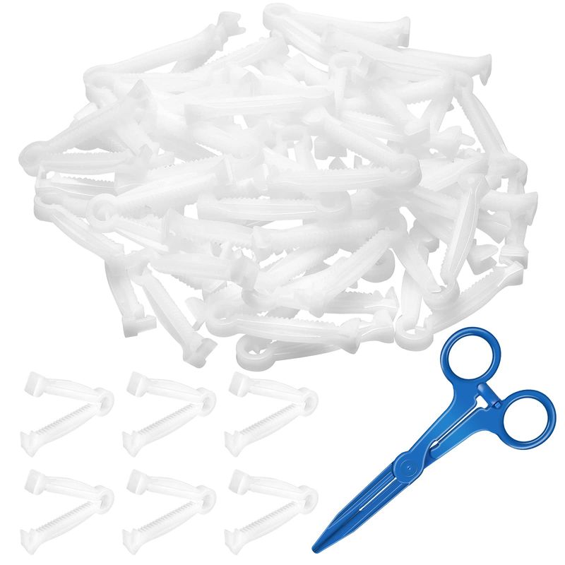 100 Pieces White Umbilical Cord Clamps and 1 Hemostatic Forcep ...