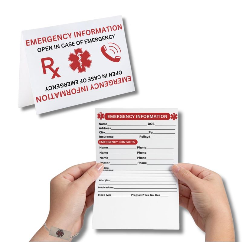 Emergency Alert Medical Information Wallet ID Cards | 10 pk 2 x 3.5 ...