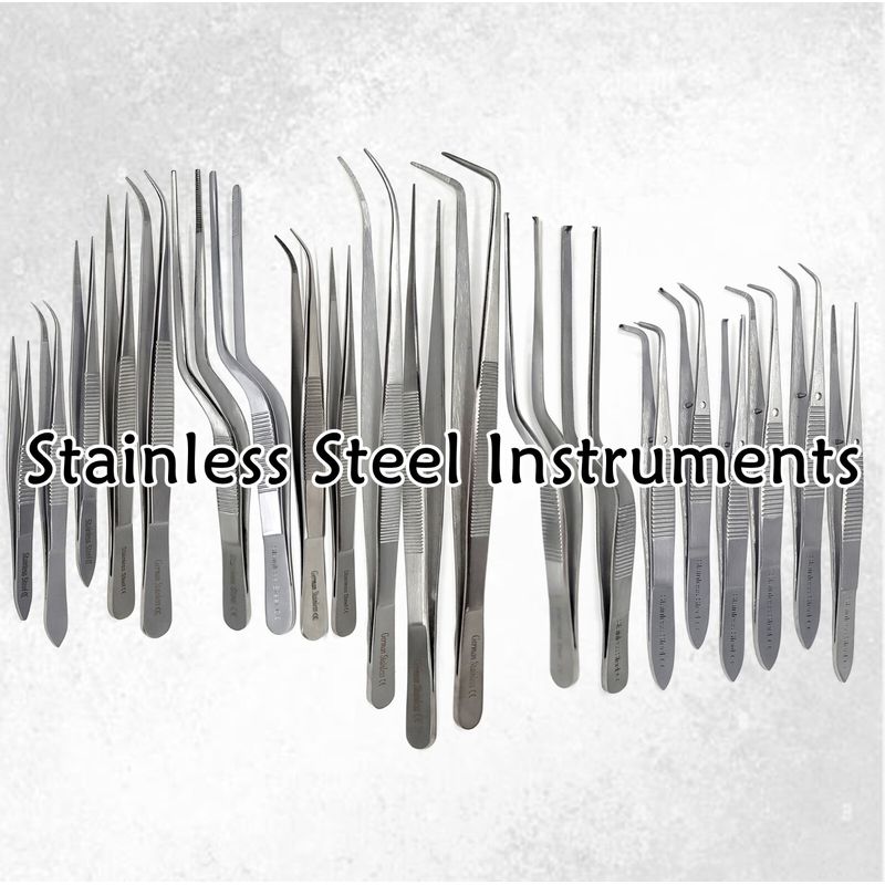 20x ASSORTED FORCEPS STAINLESS STEEL TWEEZERS 3.5" to 8" SERRATED and ...