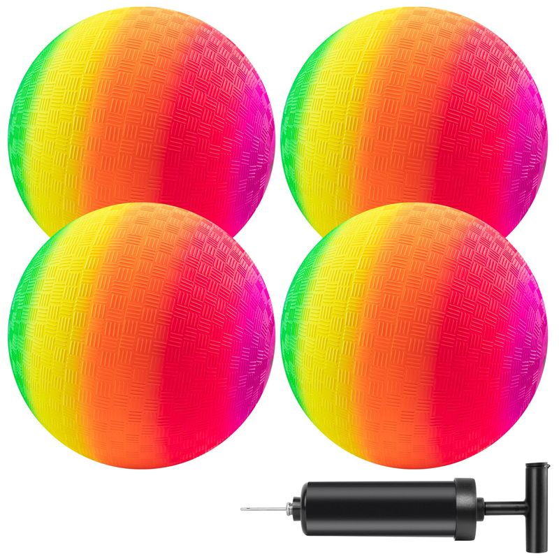 Micsoa Mic Playground Balls Kickballs 8.5 Inch, Rainbow Playground Ball ...